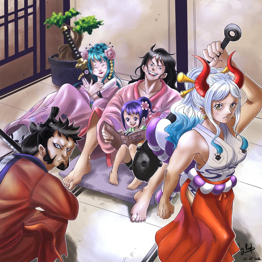 Yamato Momonosuke Kouzuki Hiyori Kinemon And Kurozumi Tama One Piece Drawn By Zorodash