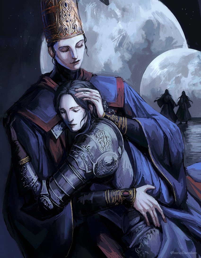 Rennala Queen Of The Full Moon And Rellana Twin Moon Knight Elden Ring And 1 More Drawn By
