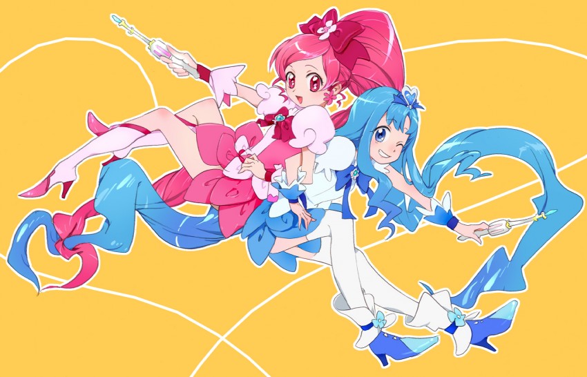 Kurumi Erika Hanasaki Tsubomi Cure Marine And Cure Blossom Precure And 1 More Drawn By
