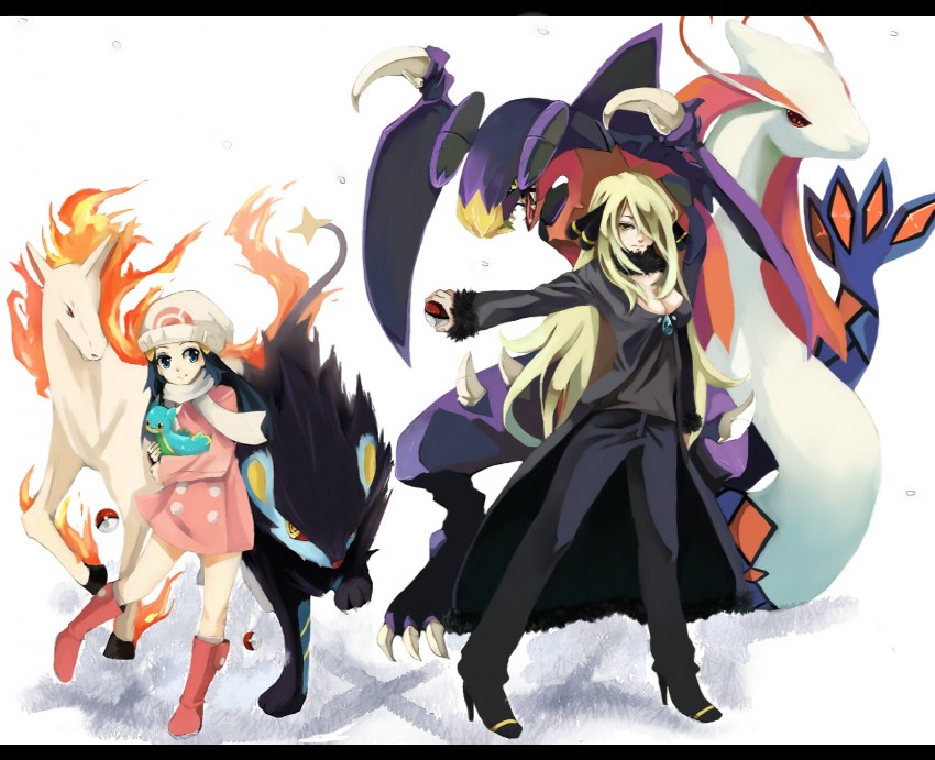 Dawn Cynthia Garchomp Milotic Luxray And 3 More Pokemon And 3