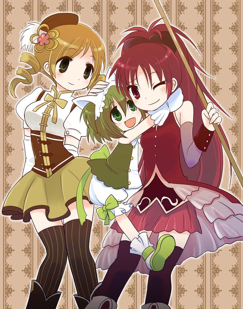 Sakura Kyouko Tomoe Mami And Chitose Yuma Mahou Shoujo Madoka Magica And 1 More Drawn By