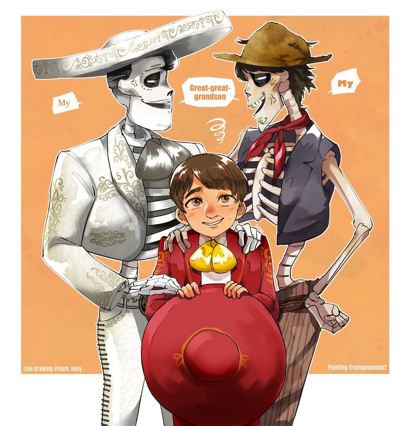 Hector Rivera Ernesto De La Cruz And Miguel Rivera Coco Drawn By Airagency1005 And Neko