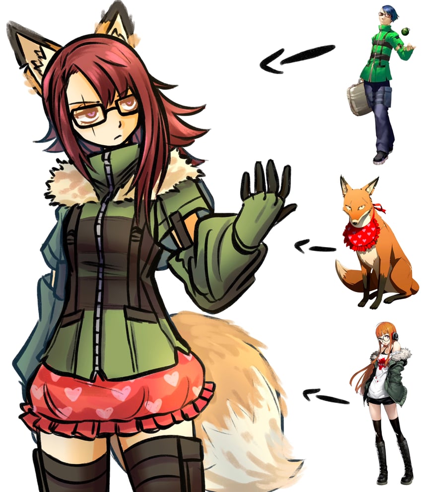 Narukami Yuu Sakura Futaba Kitsune And Shirato Jin Original And 4 More Drawn By