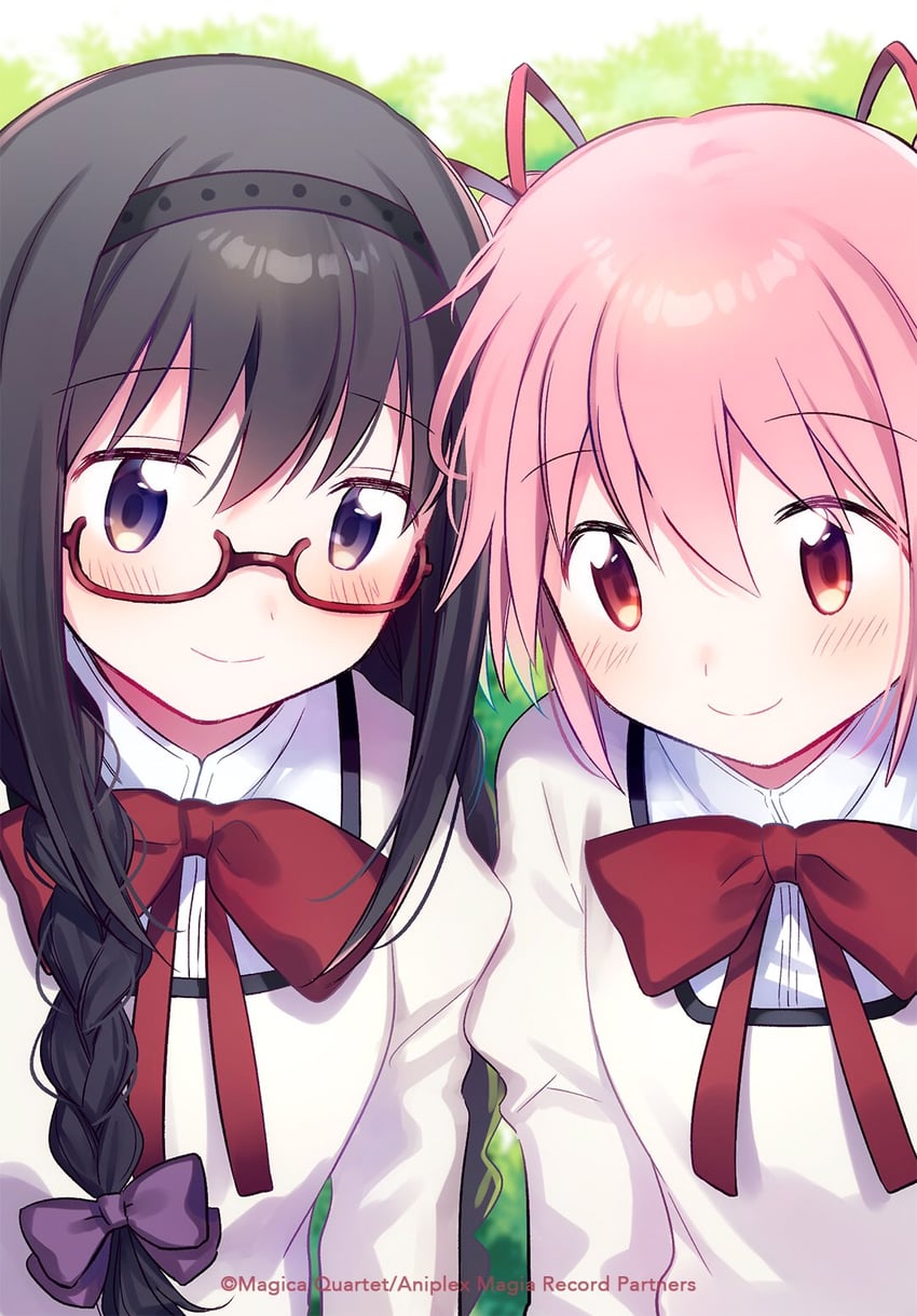 Akemi Homura And Kaname Madoka Mahou Shoujo Madoka Magica And 2 More Drawn By Fujifujino