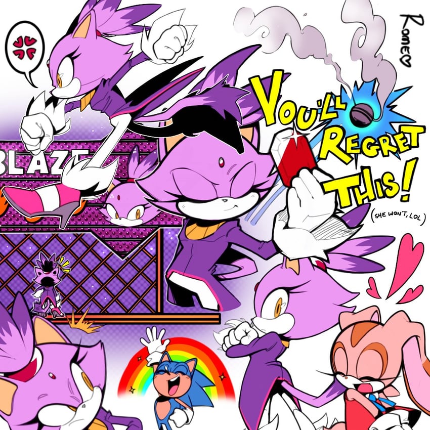 Sonic The Hedgehog Blaze The Cat And Cream The Rabbit Sonic And 1 More Drawn By Sp1ndash