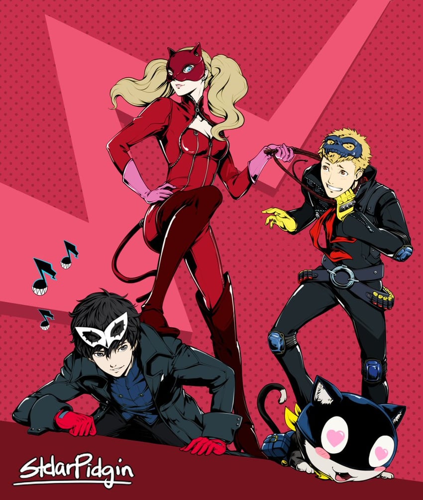 Amamiya Ren Takamaki Anne Morgana And Sakamoto Ryuuji Persona And 1 More Drawn By