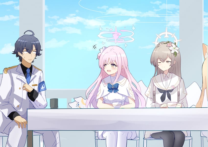 Sensei Mika Seia Nagisa Hikigaya Hachiman And 2 More Blue Archive And 1 More Drawn By