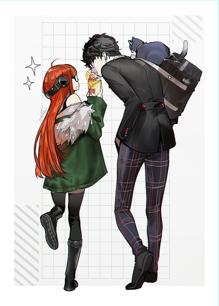Amamiya Ren Sakura Futaba And Morgana Persona And 1 More Drawn By