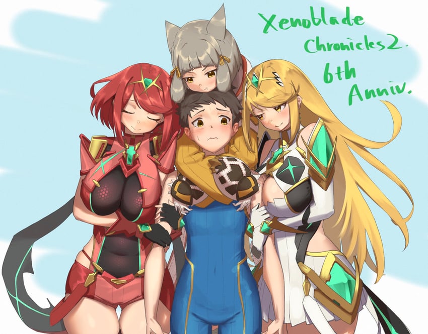 Pyra Mythra Nia And Rex Xenoblade Chronicles And 1 More Drawn By