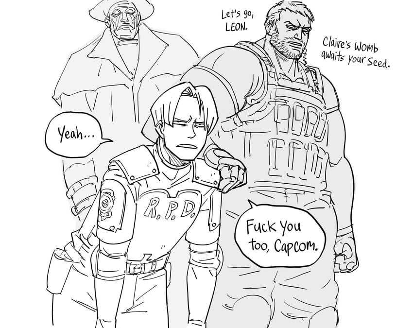 Chris Redfield Leon S Kennedy Mr X And Tyrant Resident Evil And 2 More Drawn By Bb