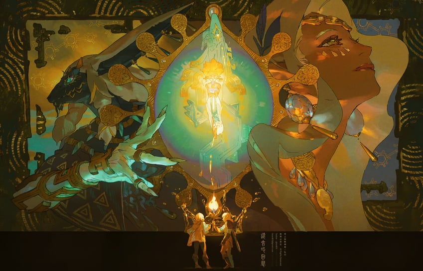 Link Princess Zelda Light Dragon Sonia And Rauru The Legend Of Zelda And 1 More Drawn By