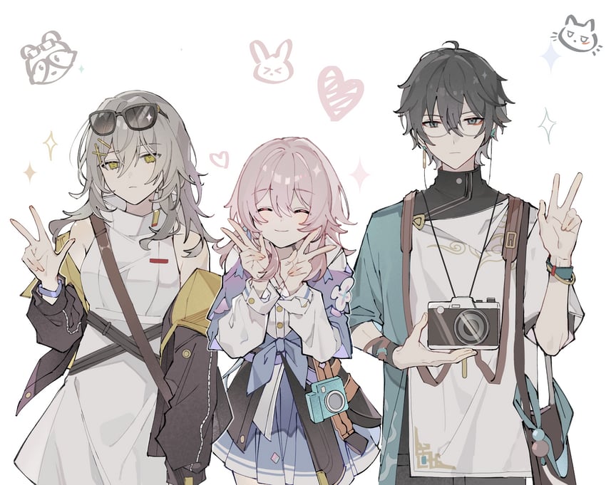 Trailblazer March 7th Stelle Dan Heng And Stelle Honkai And 1 More Drawn By Yue